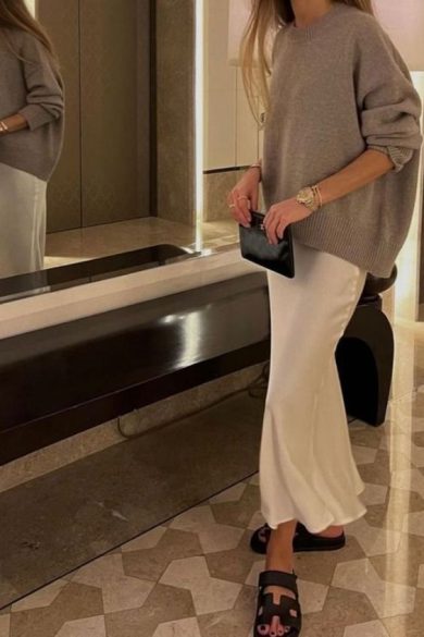 Style Inspiration: Chunky Knits & Silk Skirts :: This Is Glamorous (TIG)